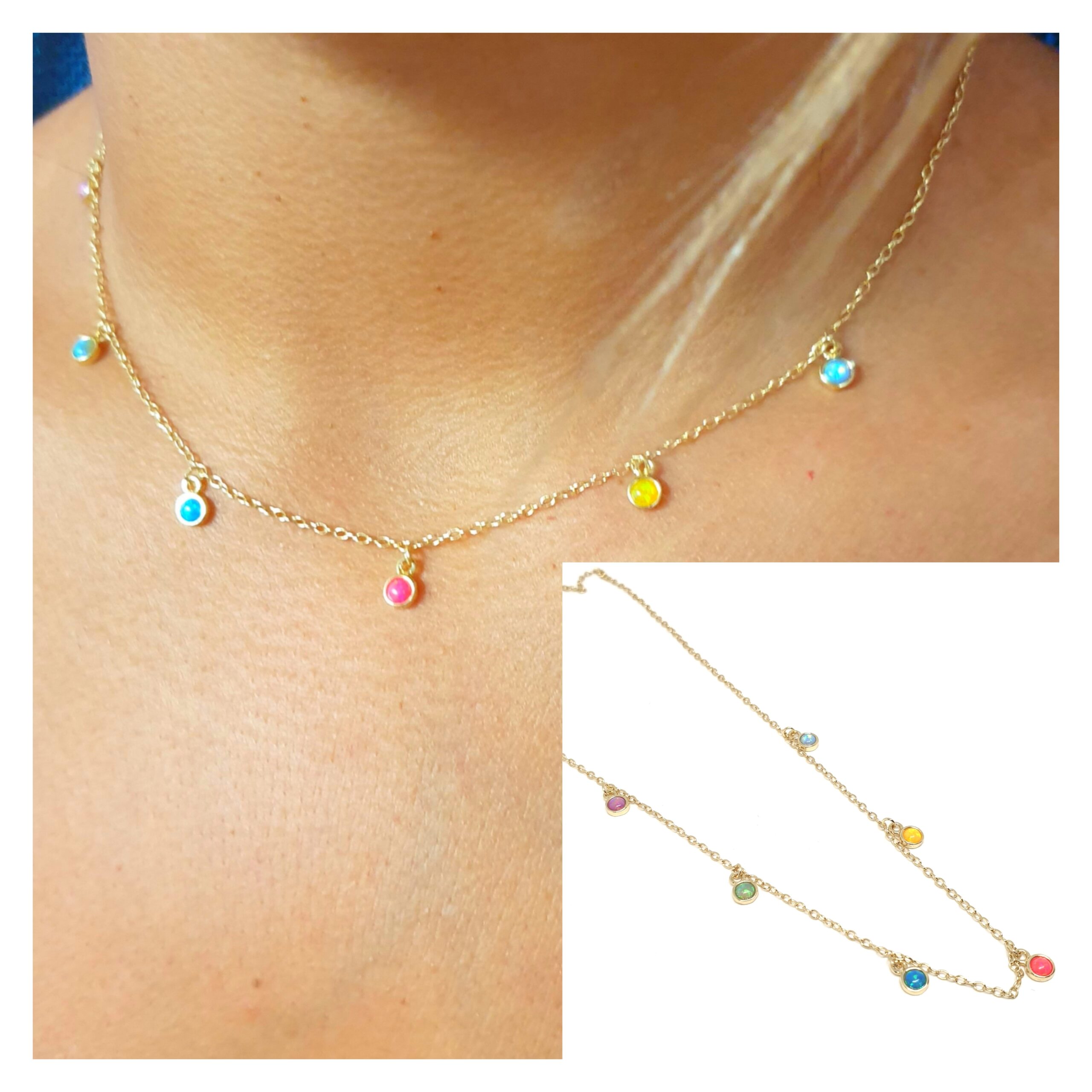 Collar piedras pasteles oro - Thaiba