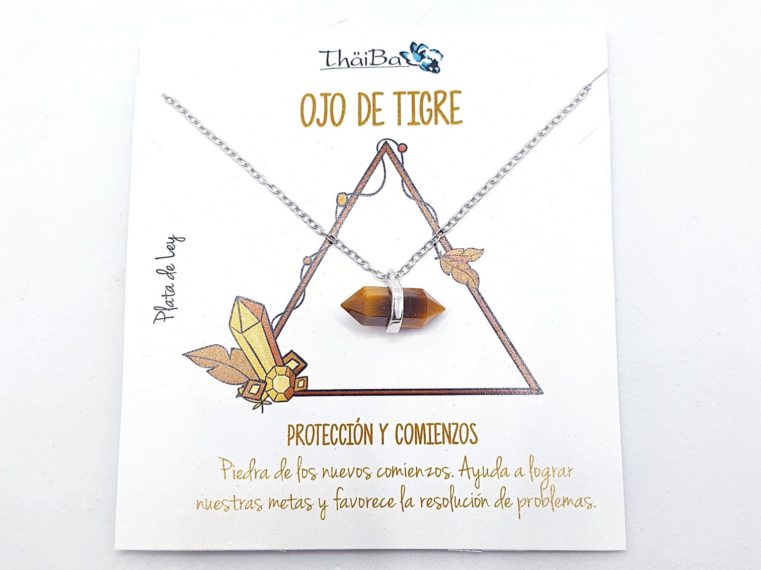 Collar ojo de tigre piedra prisma - Thaiba